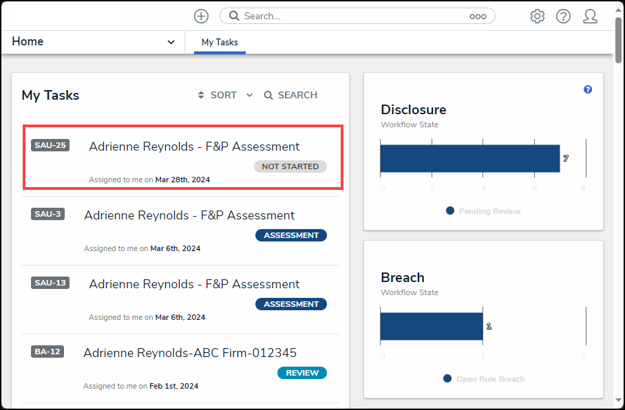 My Tasks/Workflow States Chart – Kroll Managed Compliance Software